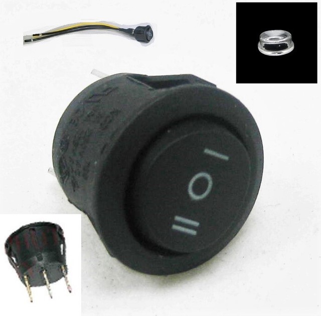 Double Momentary Round Rocker Switch SPDT Center Off 22mm 12V ((on)-off ...