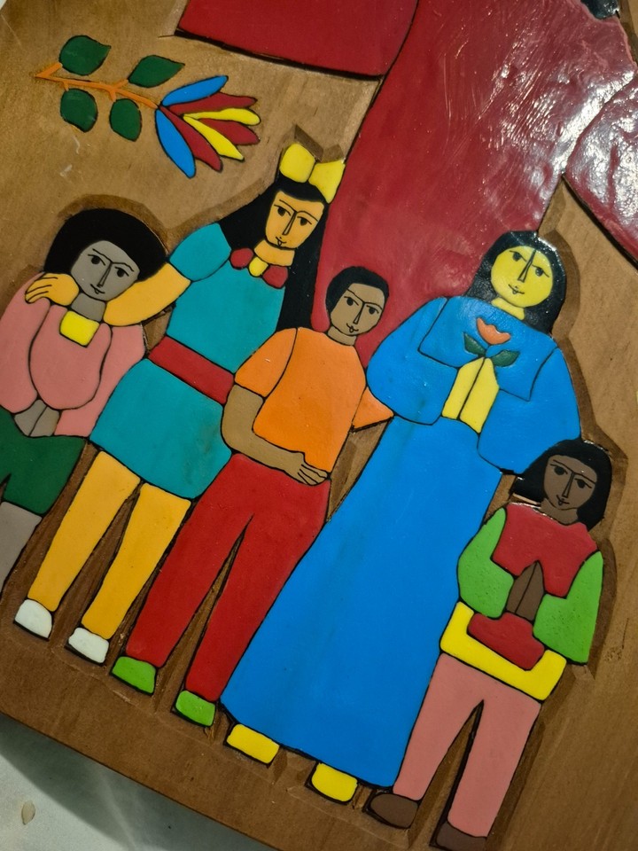Handmade Wood Christ Children Plaque Salvadoran Folk Art Religious Hand ...