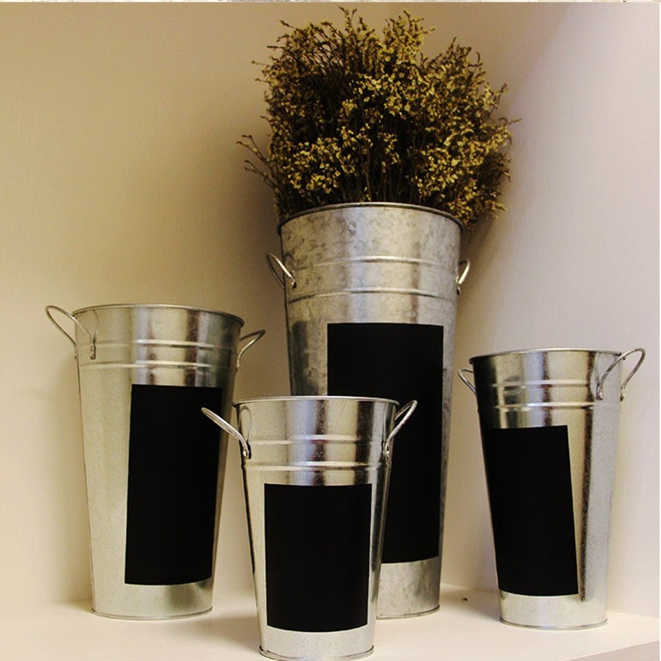 Hydroponics Flower Container Tall Florist Bucket Metal Planter Pot ...