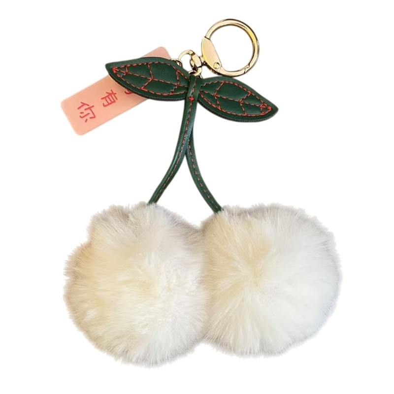 Plush Cherry Shaped Keychain Colorful Fruit Shape Keychain Lanyard ...