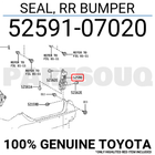5259107020 Genuine Toyota SEAL, RR BUMPER 52591-07020 | eBay