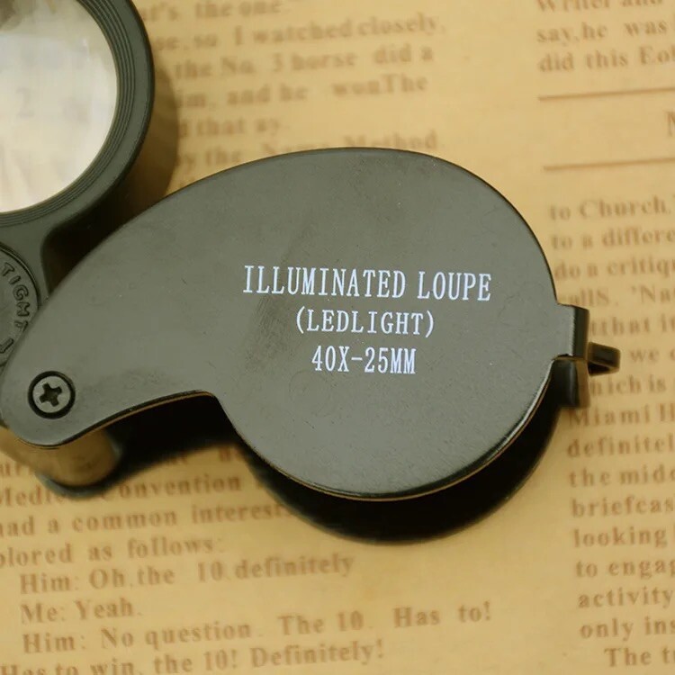 40 X Magnifying Loupe Jewelry Eye Glass Magnifier LED Light Jewelers ...