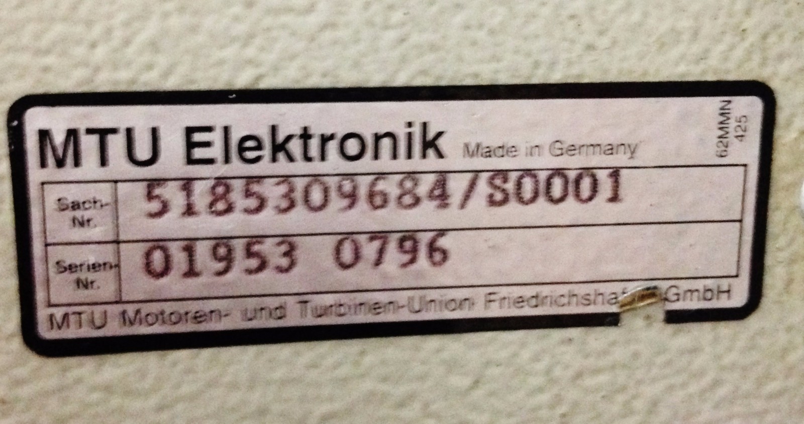 MTU 8/12/16V2000 Local Operator Panel (LOP), 5185309864 / S0001, 518 ...