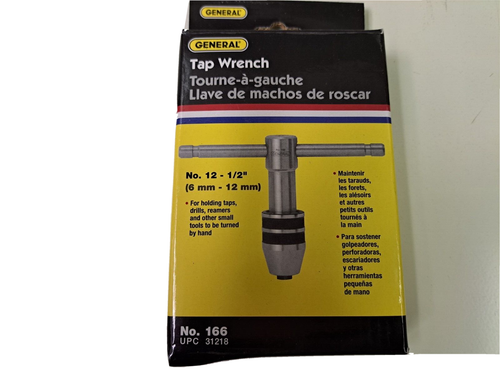 General Tools 166 Plain Tap Wrench Capacity No. 12 to 1/2 Inch for sale ...