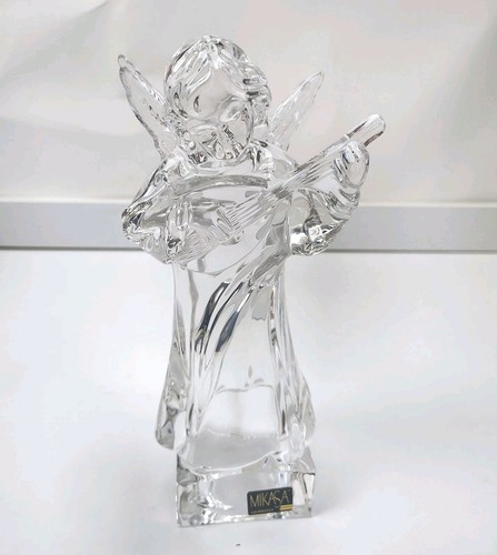 Vintage Mikasa Germany 8" CRYSTAL ANGEL Playing Lute Figurine Statue | eBay