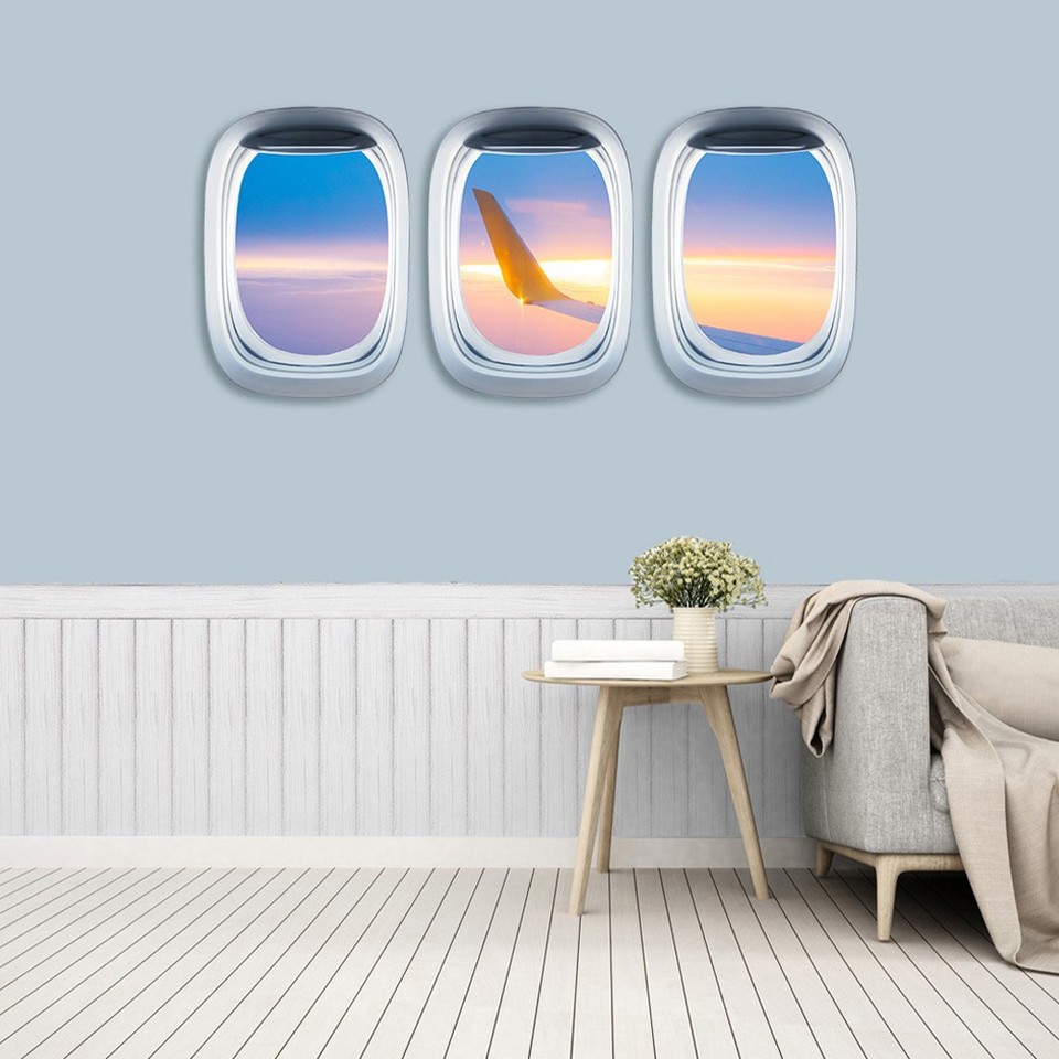 3 Sheets Self Adhesive Window Mural Decal Sky Landscape Wall Sticker ...