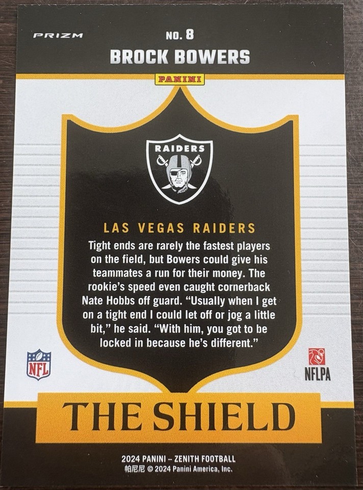2024 Panini Zenith #8 Brock Bowers RC - The Shield - Case Hit SSP | eBay