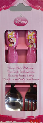 DISNEY PRINCESS KIDS EASY GRIP FLATWARE SPOON & FORK CUTLERY SET | eBay ...