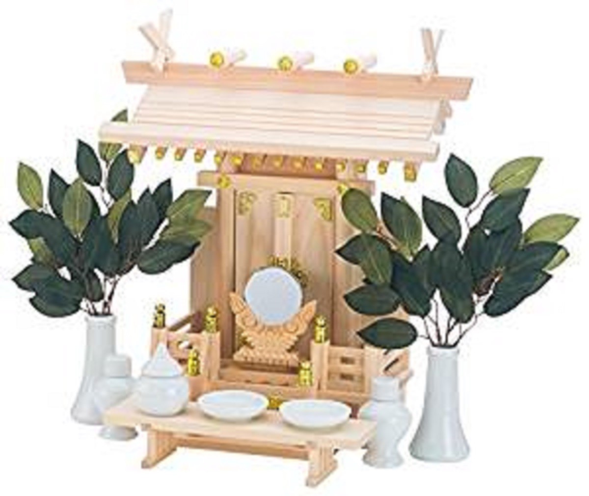 Kamidana Wooden Miniature Shinto Shrine Japanese God Altar Torii