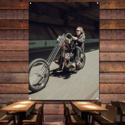 Biker Art Poster Flag Banner Motorcycle Rider Garage Repair point Wall ...