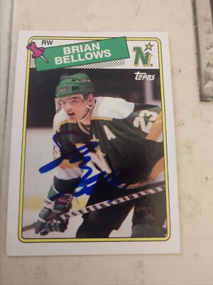 BRIAN BELLOWS MINNESOTA NORTH STARS 1988-89 TOPPS VINTAGE SIGNED CARD ...