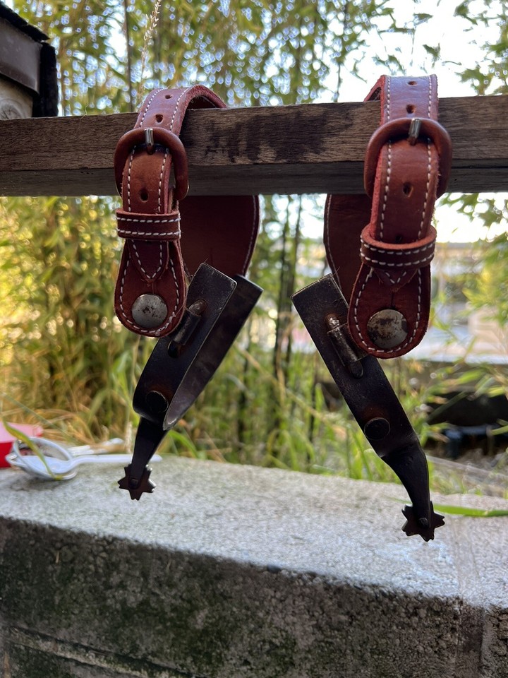 Vintage Western Cowboy Boot Spurs and Leather Straps | eBay