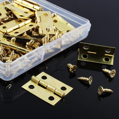 30 Pcs Mini Hinges Miniature Hardware with Screws for Wooden Box Crafts ...