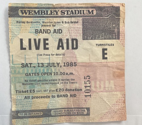 Original Live Aid Concert 1985 Ticket & Live Aid Program & other ...