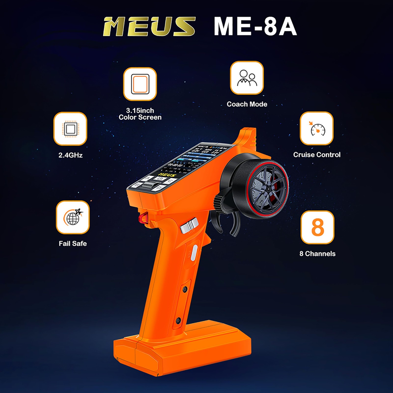 ME-8A RC Transmitter 8 Channels 2.4GHz & Receiver Clear UI & Color ...