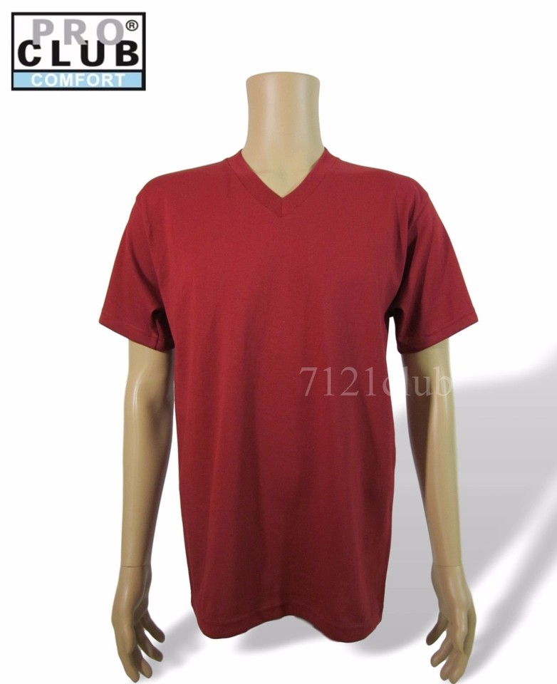 PRO CLUB MEN V NECK T SHIRT CAMO TEE PROCLUB PLAIN SHORT SLEEVE BIG ...