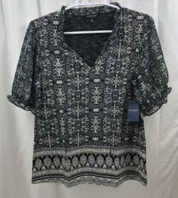 Women's Lucky Brand Mixed Fabric Shirt Small | eBay