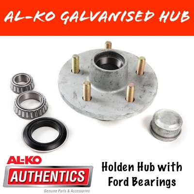 ALKO 6 INCH GALVANISED HUB HOLDEN STUD PATTERN WITH FORD SL BEARINGS ...