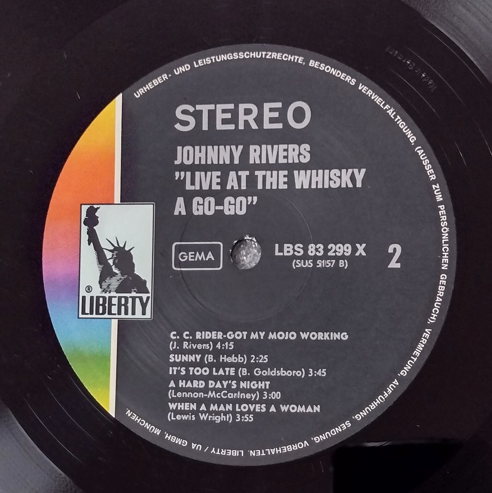 Johnny Rivers - Live At The Whisky A Go-Go NM Import LP Free Shipping ...
