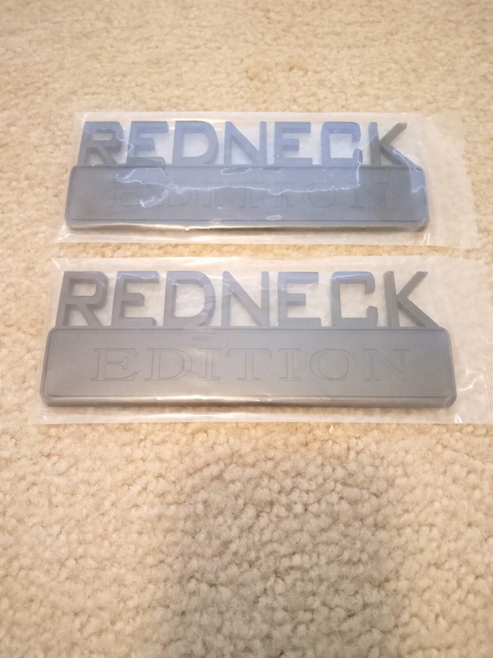 2pcs Large 7" REDNECK EDITION Emblem Badge 3D Sticker Decal All Black ...