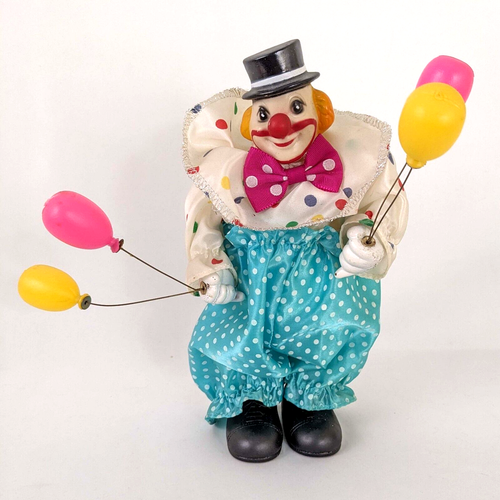 Vintage Wind Up Musical Animated Clown with Balloons It's A Small World ...