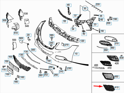 NEW MERCEDES-BENZ S-CLASS W222 FRONT RIGHT BUMPER TRIM A2228850853 OEM ...