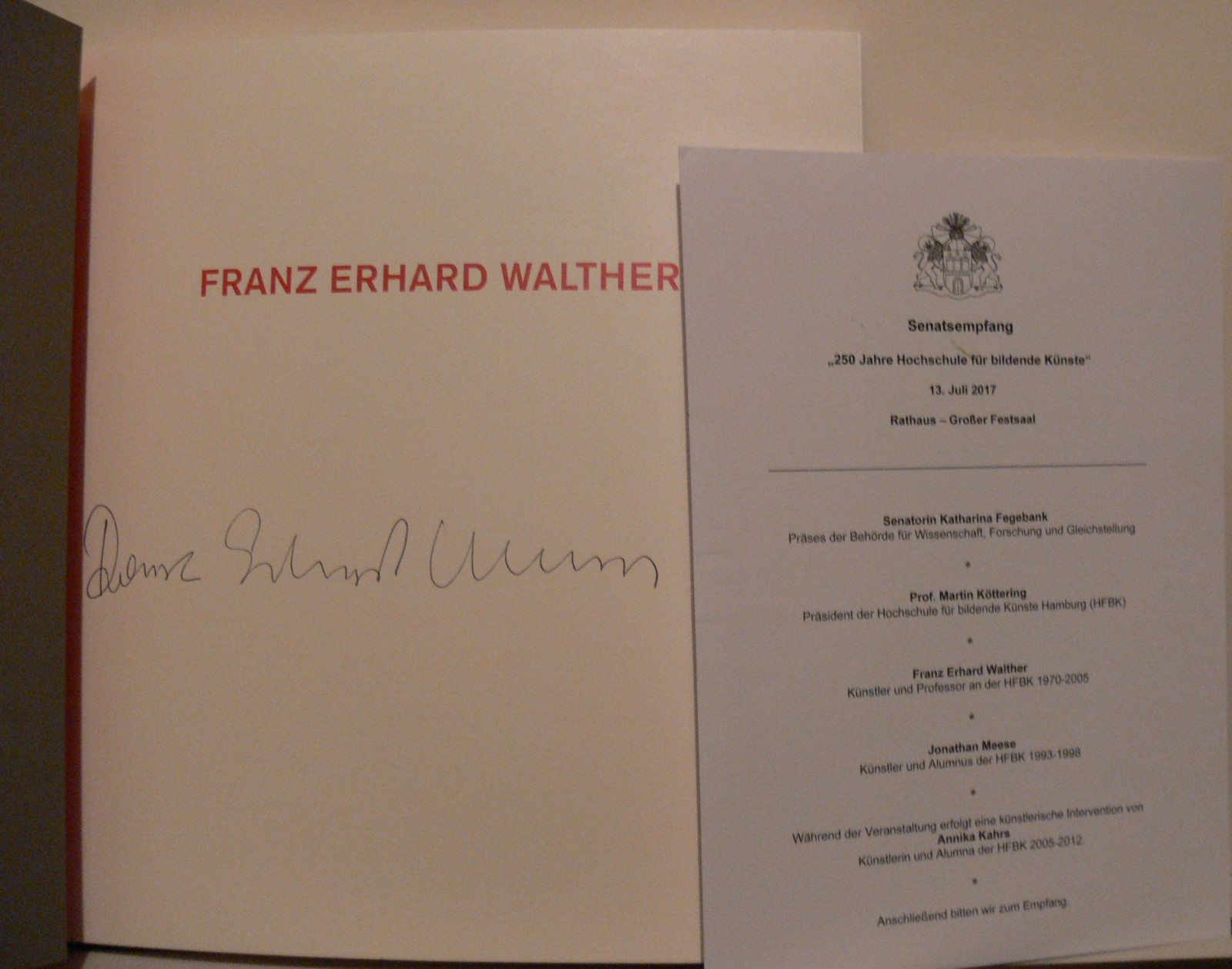 Franz Erhard Walther signiert Katalog original Unterschrift Signatur ...