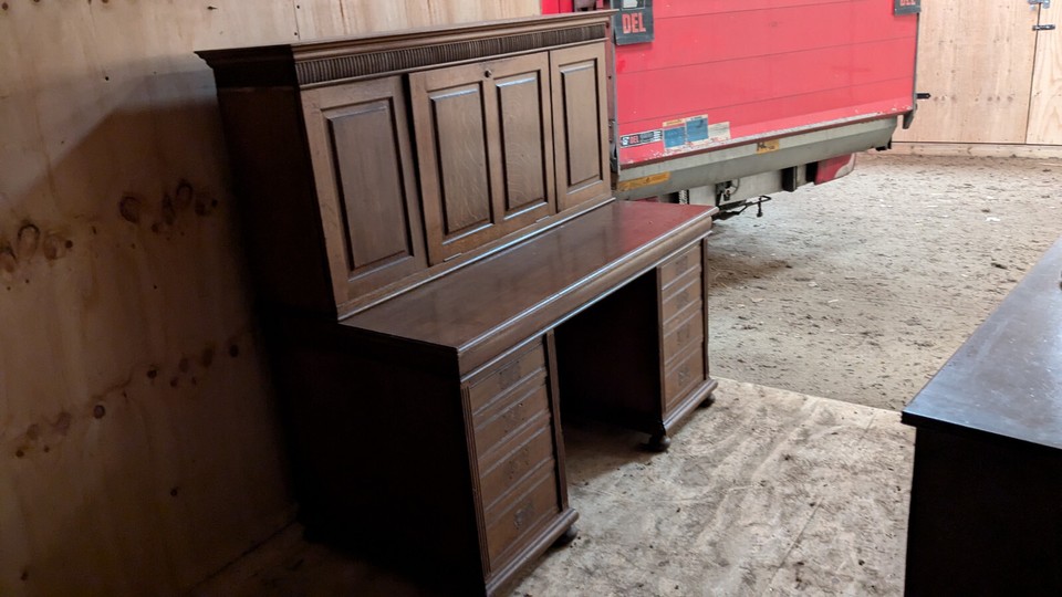 SOPWITH & Co. bureau desk pull down leather writing area 8 drawers ...