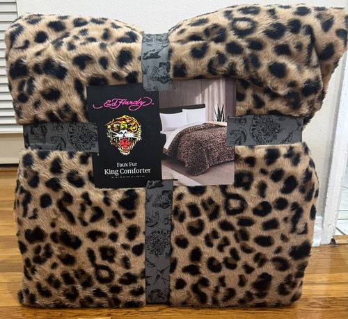 Ed Hardy King Faux Fur Comforter in Leopard Print 102 x 90 | eBay