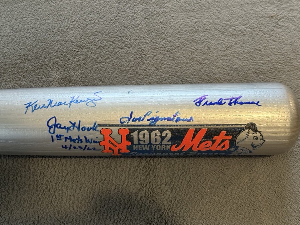 1962 Mets Inaugural Season Signed Bat Full Sized Cooperstown Bats 20 ...