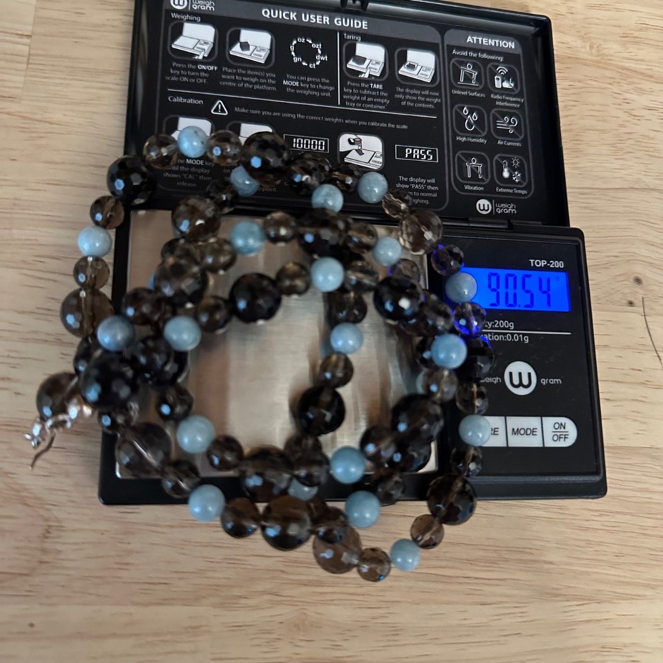 Jay King DTR Faceted Smoky Quartz Beaded Necklace 32" Sterling Clasp Blue Stone | eBay