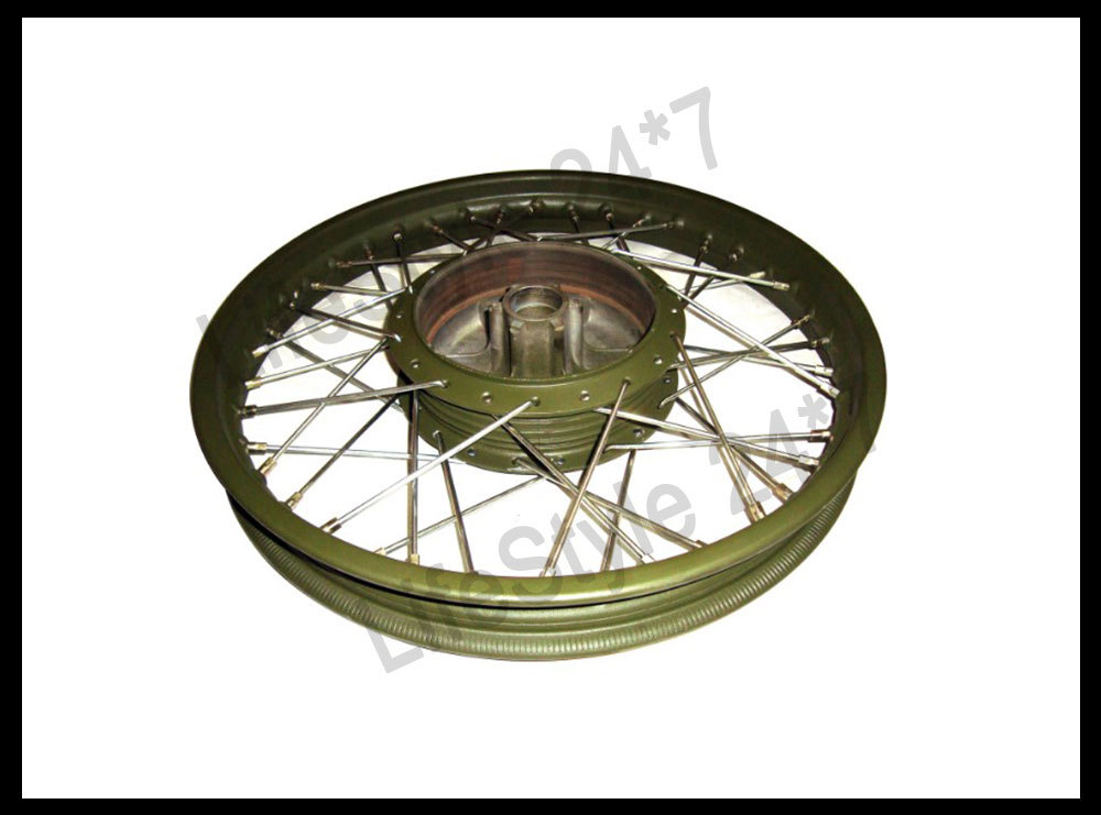 Fit For New Royal Enfield Military Green Complete Front Wheel 7" Hub | eBay