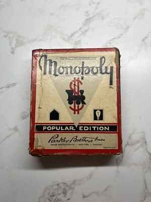 Vintage Monopoly Game 1952 Popular Edition Red Box Money Wood Pieces No ...