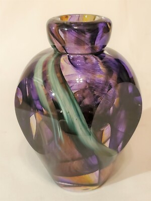 Stunning ANDREW SHEA Art Glass Faceted Cased Glass Bottle/Bud Vase ...