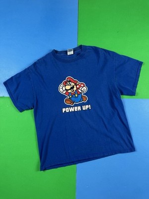 Vintage Y2k Mario Power Up Shirt Mens Large Blue Nintendo Luigi Video ...