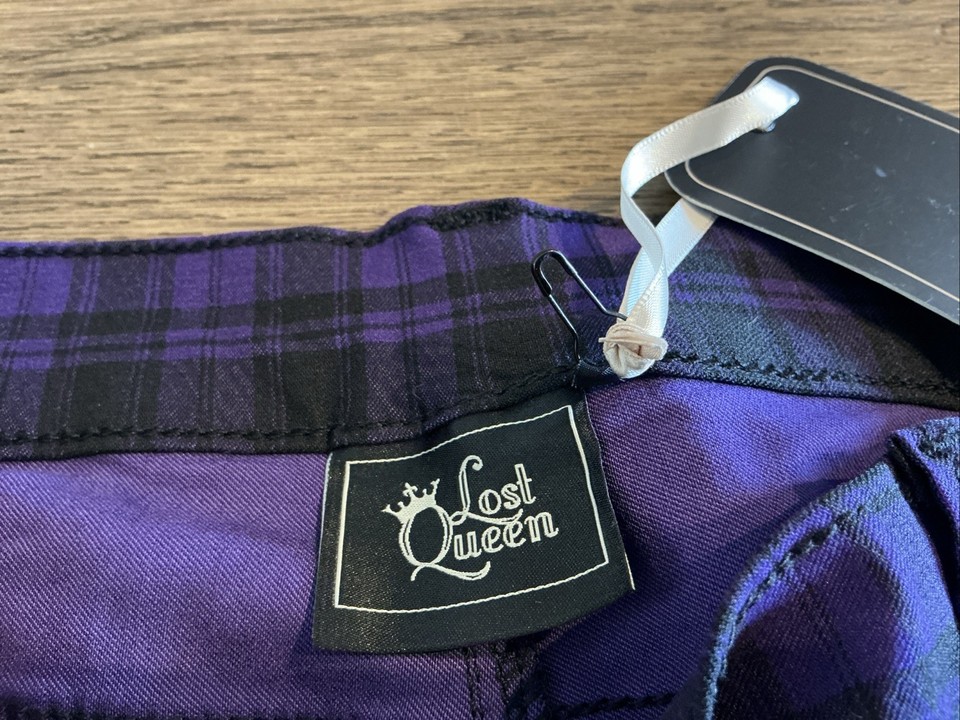 Lost Queen Punk Rock Funky Skinny Pants-Purple Plaid Skinny Pants - XL ...