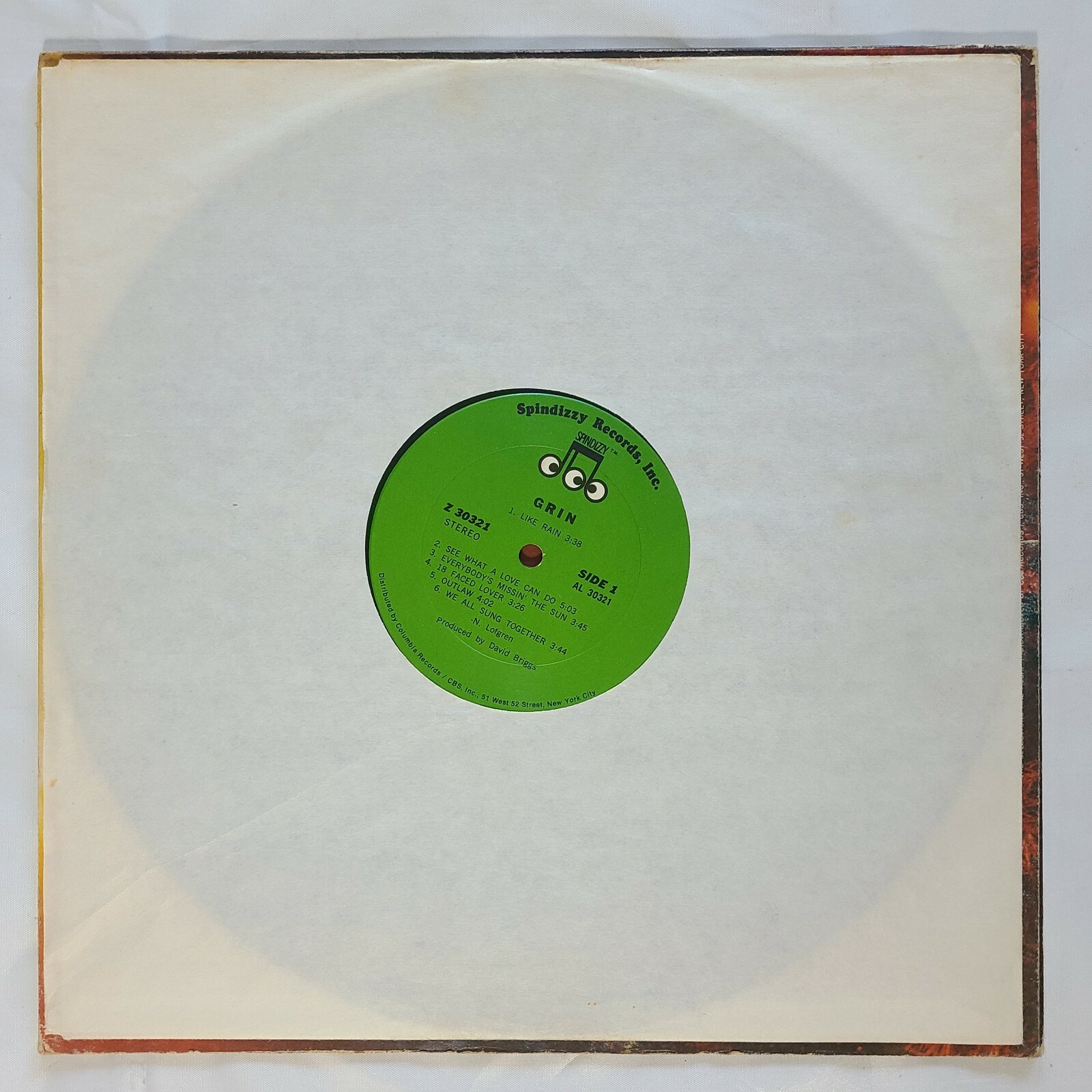 GRIN - NILS LOFGREN - 1971 LP ALBUM POP ROCK - SPINDIZZY RECORDS Z ...