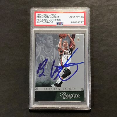 2014-15 Panini Prestige #56 Brandon Knight Signed Card AUTO GRADE 10 ...