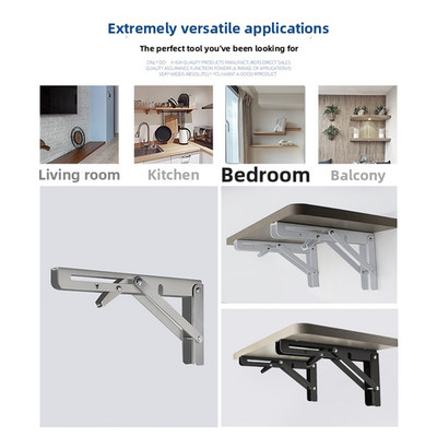 2pcs Fold Down Triangular Shelf Brackets Cold Rolled Steel for Home Use ...