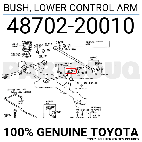 4870220010 Genuine Toyota BUSH, LOWER CONTROL ARM 48702-20010 | eBay