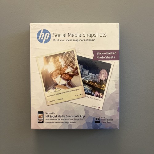 HP Social Media Snapshots Sticky Back Photo Paper 4 x 5 25 Count | eBay