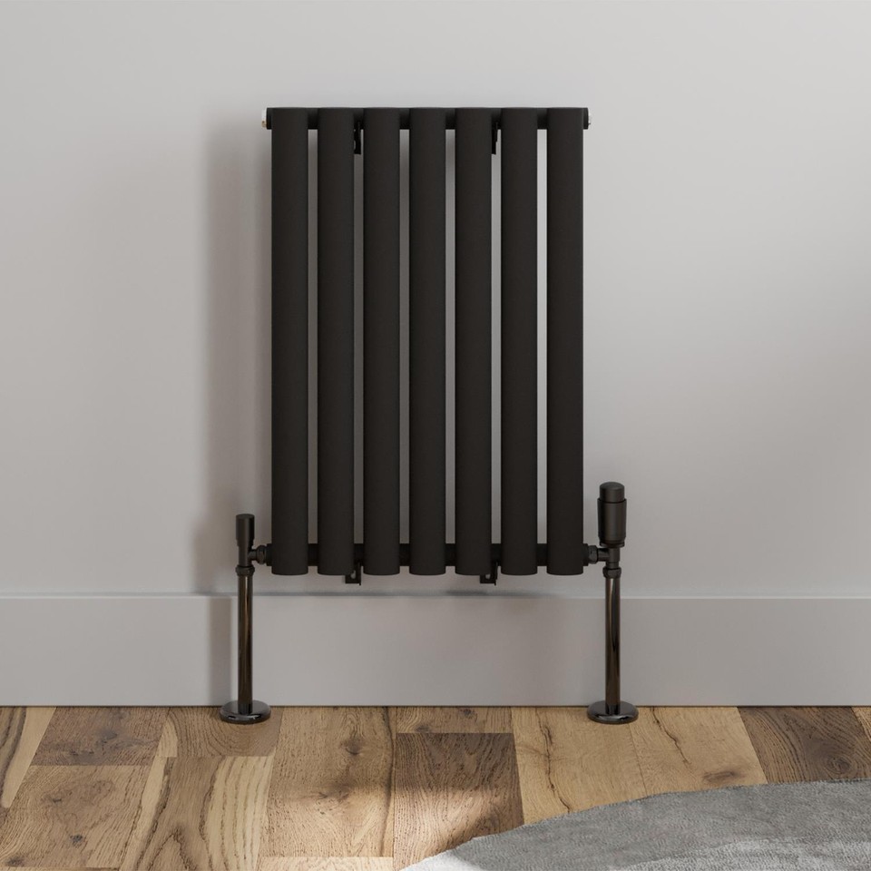 Black Designer Radiator Vertical Horizontal Flat Panel Oval Single ...