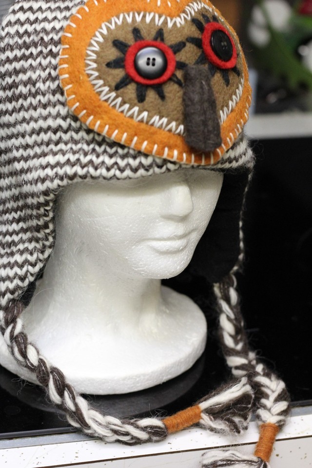 deLux Crafty Artist Brown OWL HAT knit men womens ADULT costume LND ...