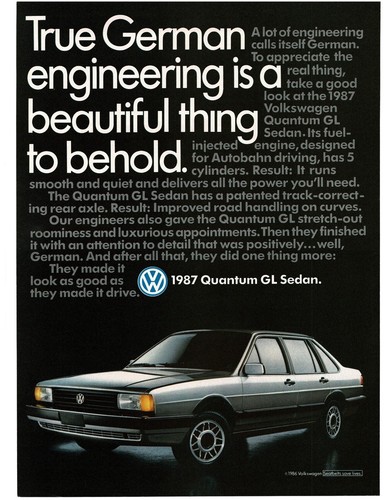 1987 VW VOLKSWAGEN Quantum GL Silver 4-door Sedan Vintage Ad | eBay