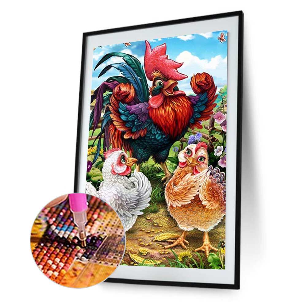 5D DIY Full Drill Diamond Painting Chickens Cross Stitch Embroidery ...