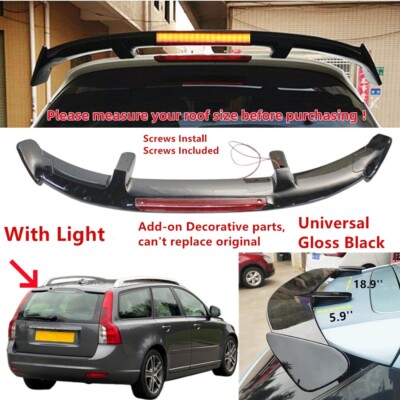 W/ Light Universal Fit For 2005-2011 Volvo V50 Rear Window Roof Spoiler ...
