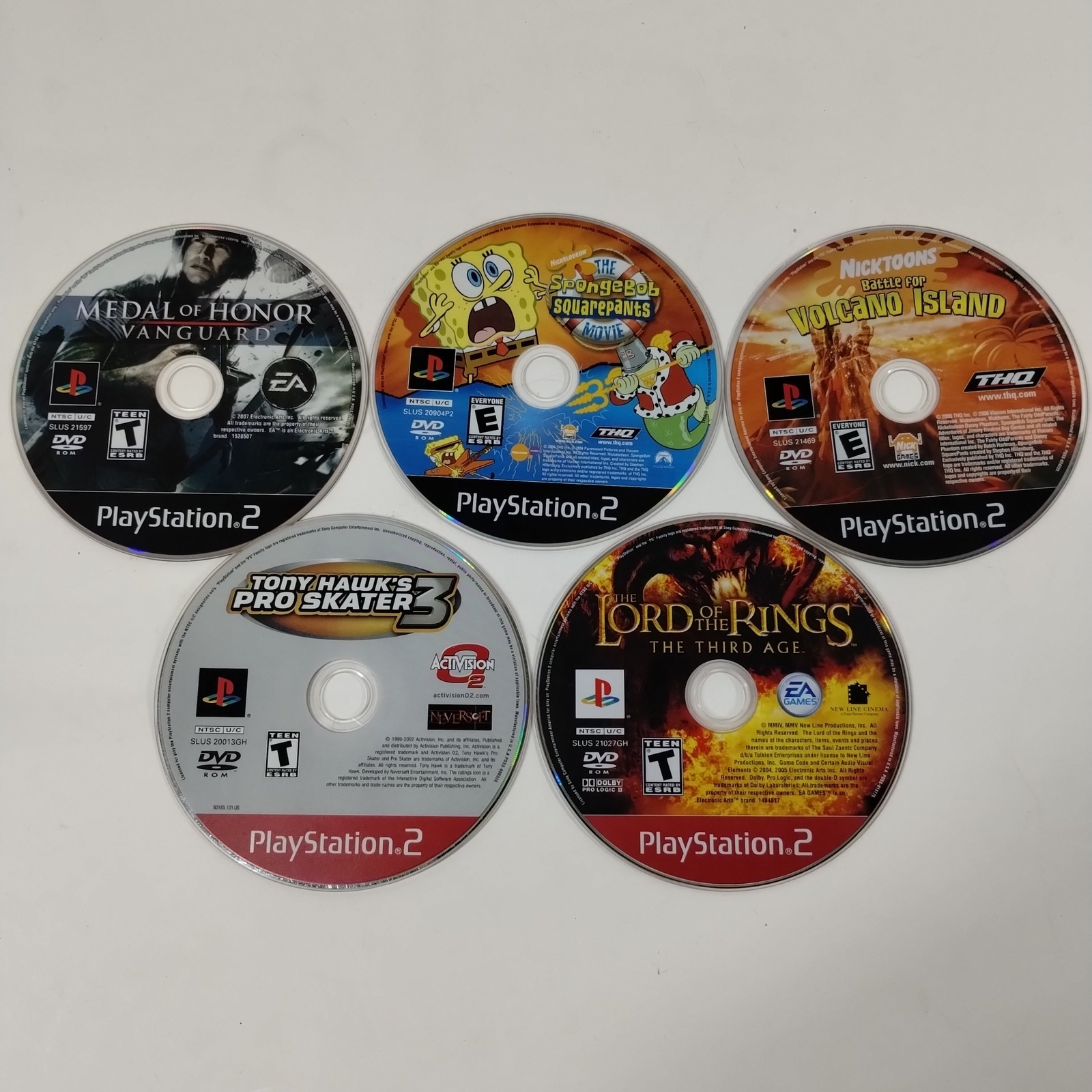 Lot of 5 Sony PlayStation 2 PS2 Disc Only Tony Hawk, Spongebob, LOTR | eBay