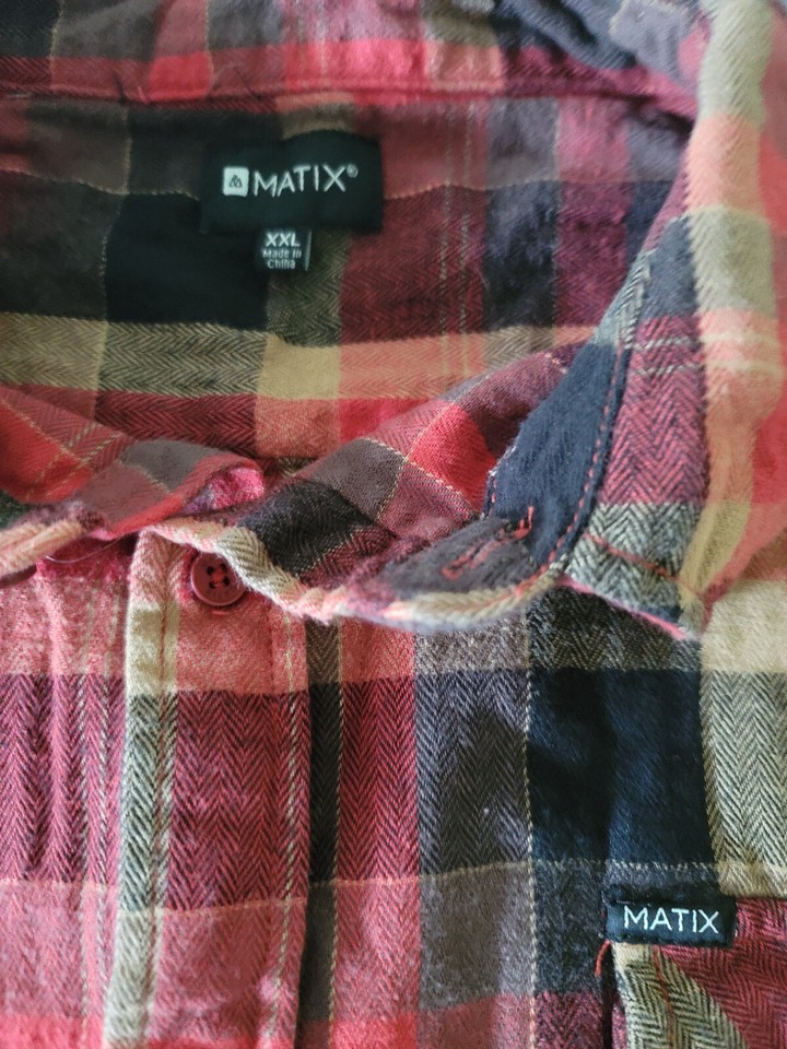 Matix Plaid Flannel Shirt Jacket Mens Size XXL Red Black gold | eBay