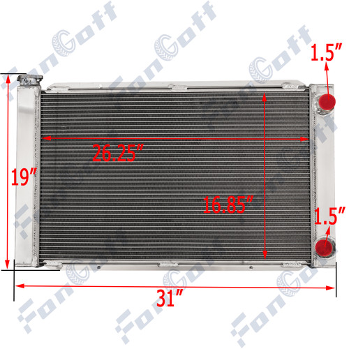 Aluminum 4 Row Cooling Radiator For Chevy SBC 350 Double Pass 31" x 19 ...