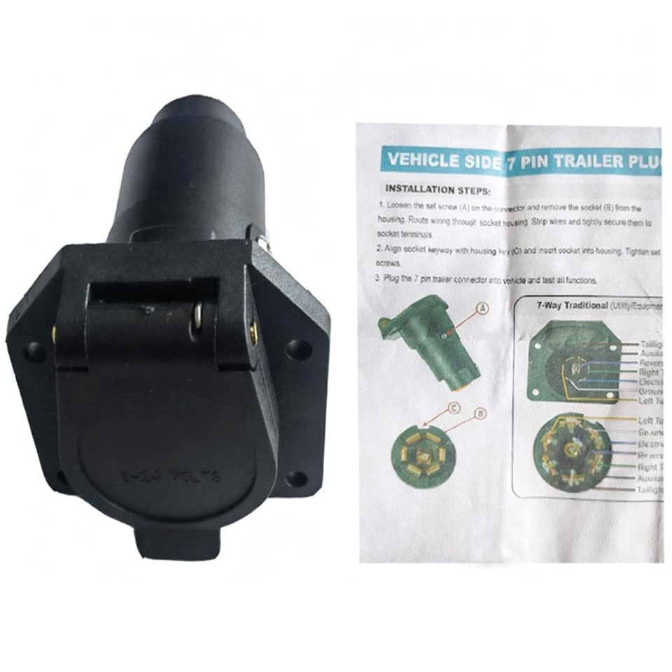 Truck Side Female 7 Pin RV Blade Trailer Wiring Harness Connector ...